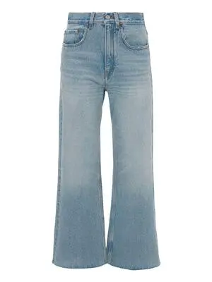 Victoria Beckham Wide Leg Cropped Jeans - Blue
