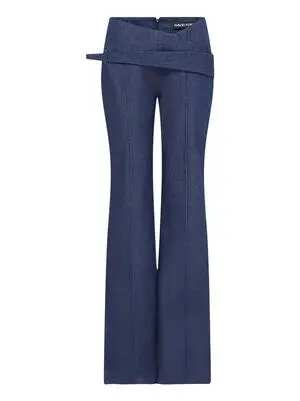 David Koma Asymmetric Waist Denim Trousers - Blue