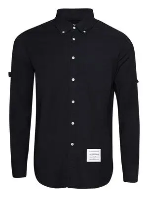 Thom Browne Straight Fit Long Sleeve Shirt - Blue