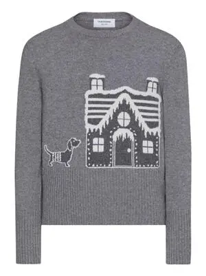 Thom Browne Holiday Scenery Crew Neck Pullover - Grey