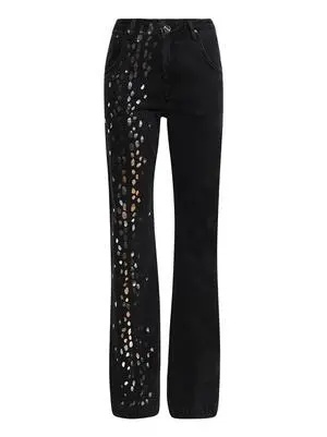 David Koma Foil Print Straight Leg Jeans - Black