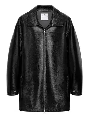 COURREGES Zipped Vinyl Maxi Bomber Jacket - Black