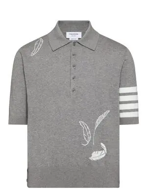Thom Browne Feather Intarsia Polo - Grey
