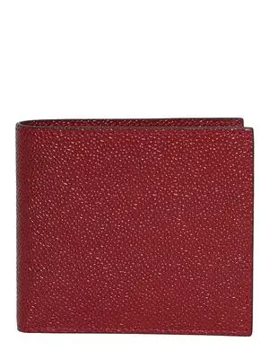 Thom Browne Billfold In Pebble Grain Leather - Red