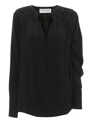 Victoria Beckham Gather Detail Tie Blouse - Black