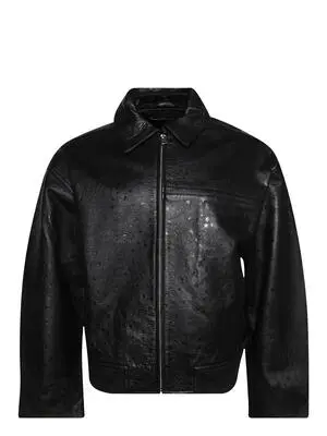 NAHMIAS Leather Star Oversized Bomber - Black