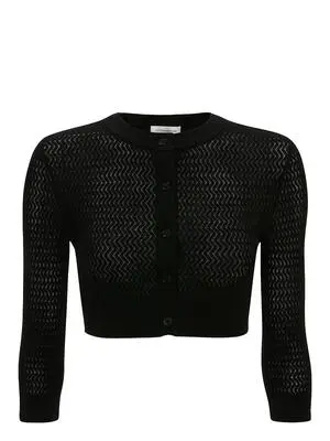 Victoria Beckham Cropped Sleeve Cardigan - Black