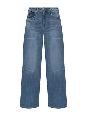 Alexander Wang Straight Pant With Faded Fold Lines - Blue