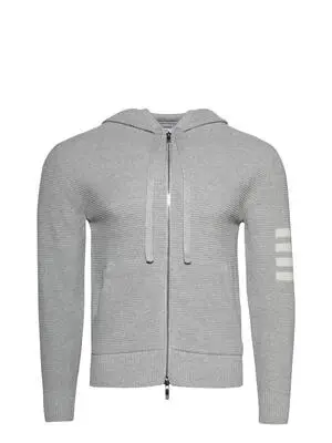Thom Browne Relaxed Fit Zip Up Hoodie - Grey