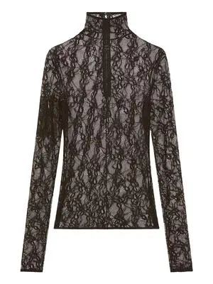 COURREGES Lace Mockneck Top - Black