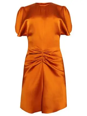 Victoria Beckham Gathered Waist Mini Dress - Orange