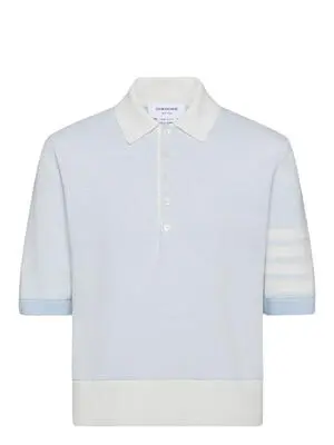 Thom Browne Textured Striped Stitch Relaxed Fit Polo - Blue