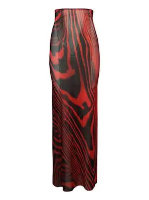 David Koma Printed Mesh Maxi Skirt - Red