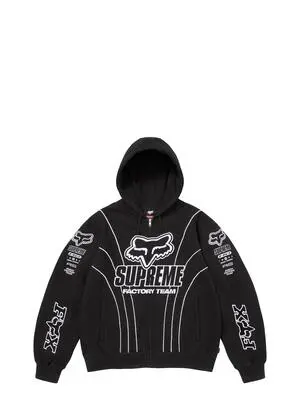 Supreme X Fox Racing Zip-up Hooded Sweatshirt - Black