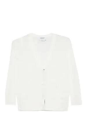 Thom Browne Feather Jersey Intarsia Mix Stitch Cardigan - White