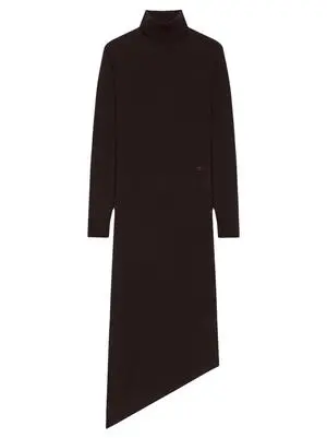 COURREGES One Shoulder Wool Long Dress - Brown
