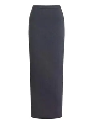 12 STOREEZ Rear-slit Wool-cashmere Skirt - Grey