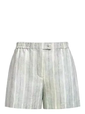 12 STOREEZ Striped Linen Shorts - Blue