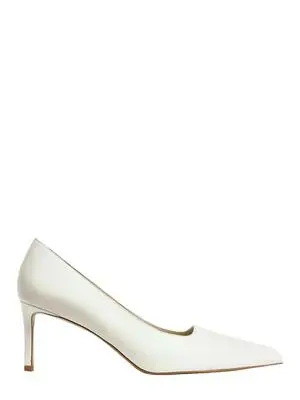 12 STOREEZ 70mm Leather Heeled Pumps - White