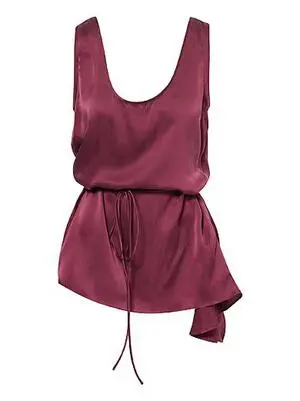 Dissh Lettie Belted Silk Top - Merlot