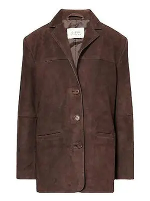 Dissh Camp-collar Suede Jacket - Bitter Chocolate