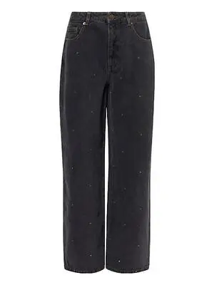 Dissh Reagan Eyelet Wide-leg Denim Jeans - Black