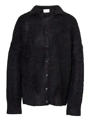 Dissh Polo-collar Stretch-wool Blend Cardigan - Black