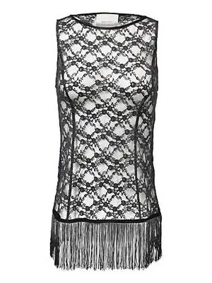 REFORMATION Gabrielle Floral-lace Mesh Knit Top - Black