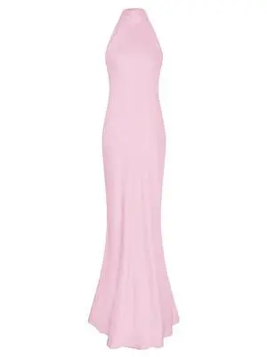 OMNES High-neck Satin Maxi Dress - Vintage Pink