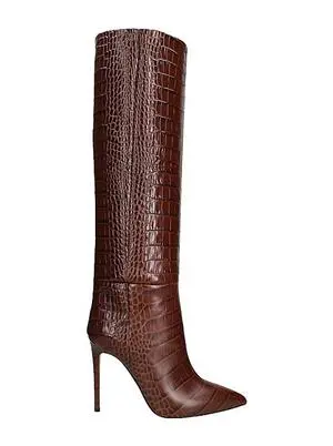 Paris Texas Croc-embossed 105 Leather High-leg Boots - Brown