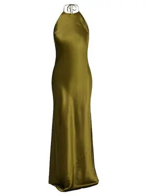 REFORMATION Silk Maxi Dress - Moss Garden
