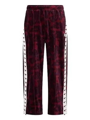 A BATHING APE Metal-logo Jacquard Velour Jogging Bottoms - Burgundy