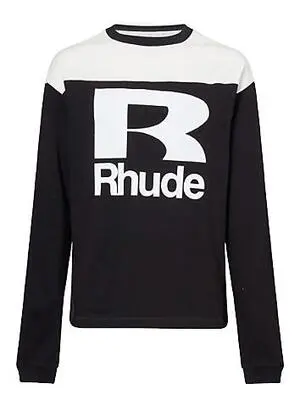 Rhude Racing Panel Long-sleeve Cotton-jersey T-shirt - Black
