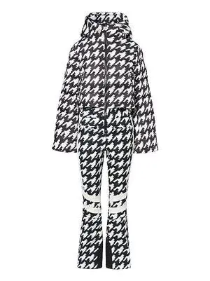 Perfect Moment Polar Flared-leg Down Ski Suit - B&w Houndstooth