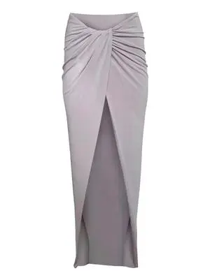 LAQUAN SMITH Knotted Slit Maxi Skirt - Grey