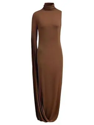12 STOREEZ Draped One-shoulder Maxi Dress - Brown