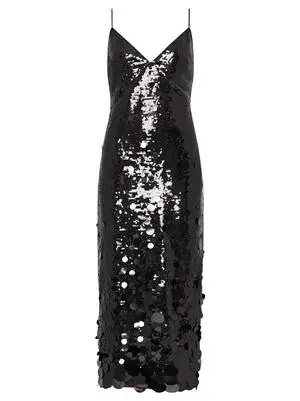 MILLY Rae Paillette Midi Dress - Black