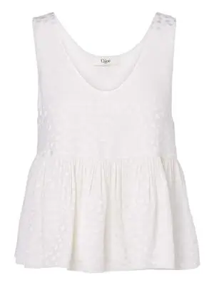 Chloé Polka-dot Peplum Top - White