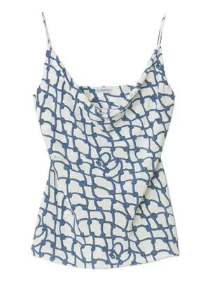 Burberry Knot Print Silk Top - Pool