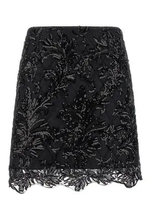 LE TWINS Moni Lace Mini Skirt - Black