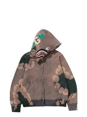 A BATHING APE Hand Dye Shark Full Zip Hoodie - Green