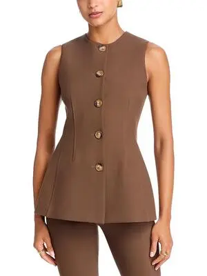Veronica Beard Jessup Button Detailed Vest - Walnut