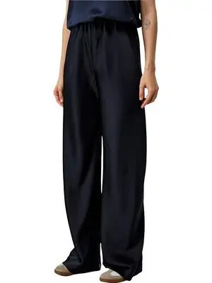 Lilysilk Full Bias Cut Silk Pants - Midnight Blue