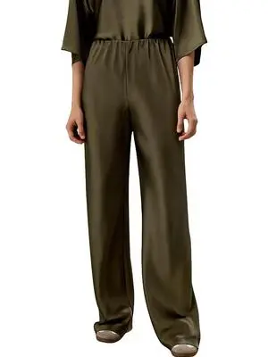 Lilysilk Full Bias Cut Silk Pants - Pine