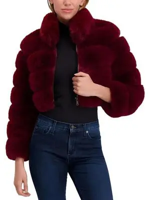 LYLA GRANT Faux Fur Bolero - Wine