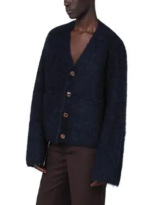 Séfr Lee Textured Alpaca Cardigan - Blue