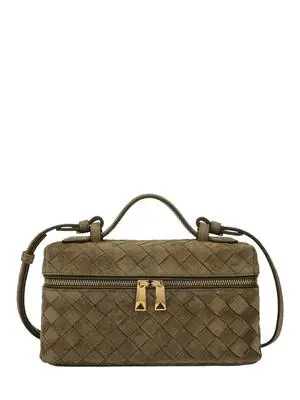 Bottega Veneta Bottega Veneta Intrecciato Suede Vanity Case Beige