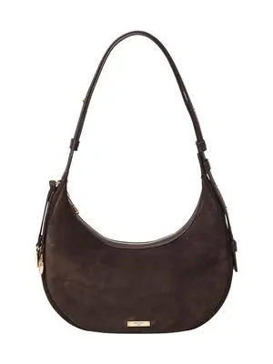 ASPINAL OF LONDON Suede Hudson Crescent Shoulder Bag - Brown