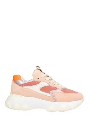 Hogan Sneakers In Leather And Textile Fibers - Pink