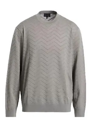 Emporio Armani Solid Crewneck Lightweight Knit Sweater - Grey